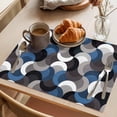 Blue Black Wavy Cotton Linen Placemats Set of 4, Medieval Abstract ...
