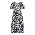 Time and Tru Women's Square Neck Midi Dress Sizes XS-4X with Puff ...