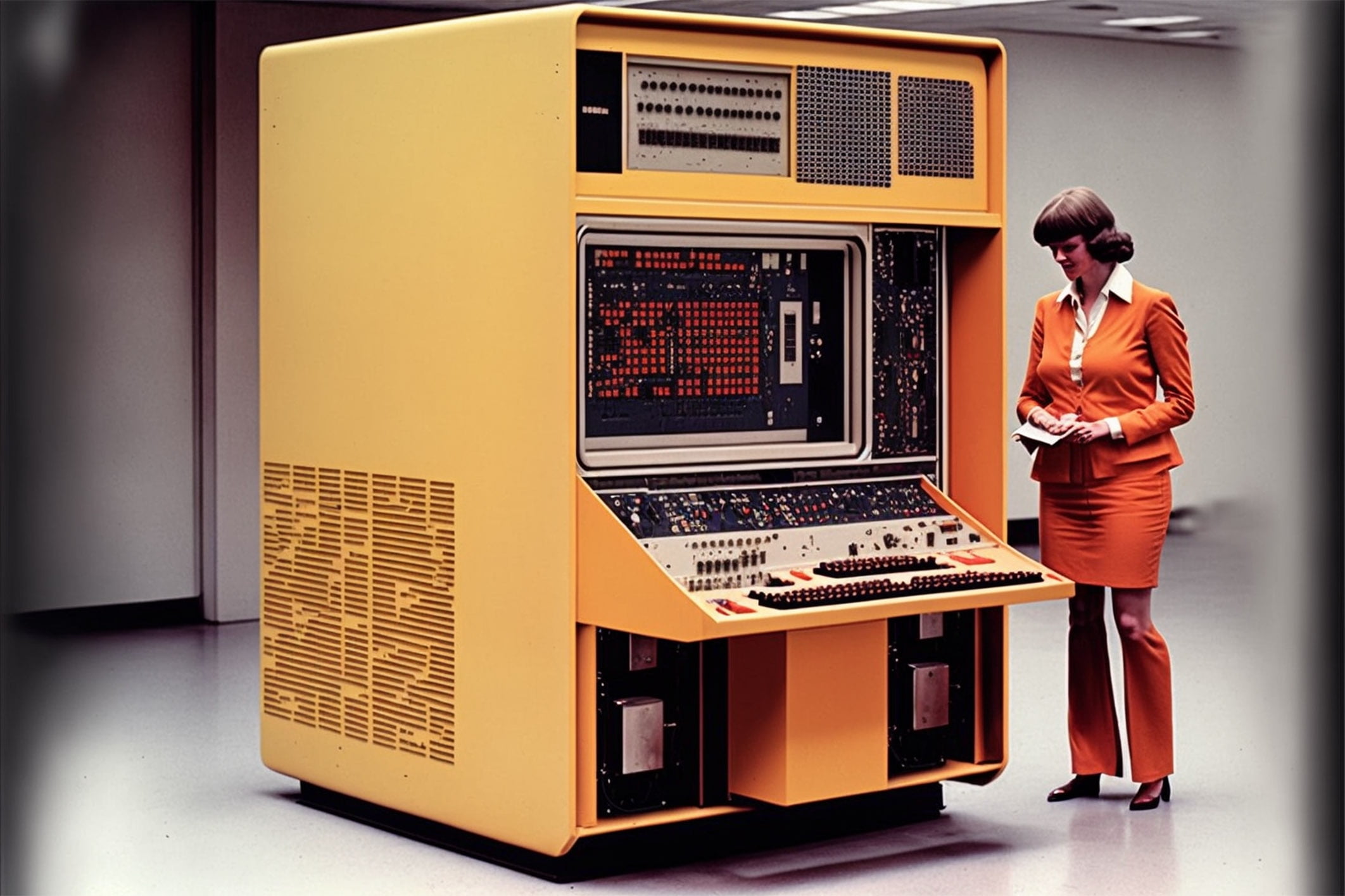 24x36 gallery poster, 1970s Supercomputer absurd ai art - Walmart.com