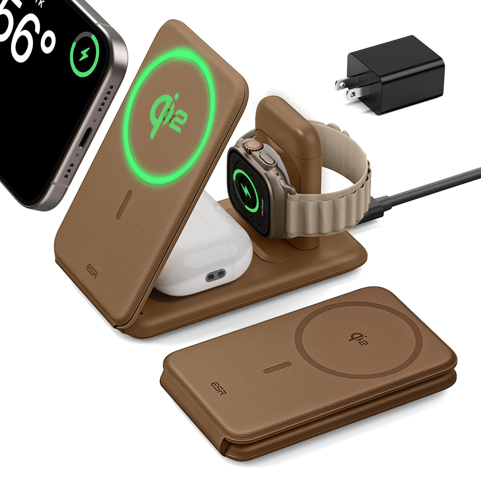 Estación de carga ESR Qi2 3 en 1 para Apple con cargador Watch | Bodega Aurrera en línea