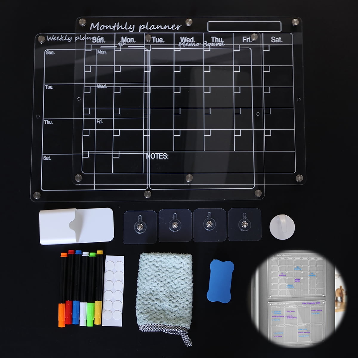 Calendario magnético acrílico para refrigerador, paquete de 2 ...