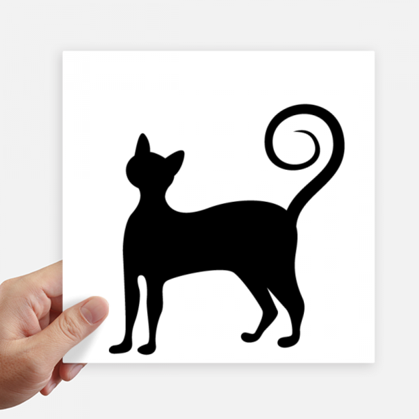 Black Cat Mewing Elegant Animal Outline Sticker Tags Wall Picture ...