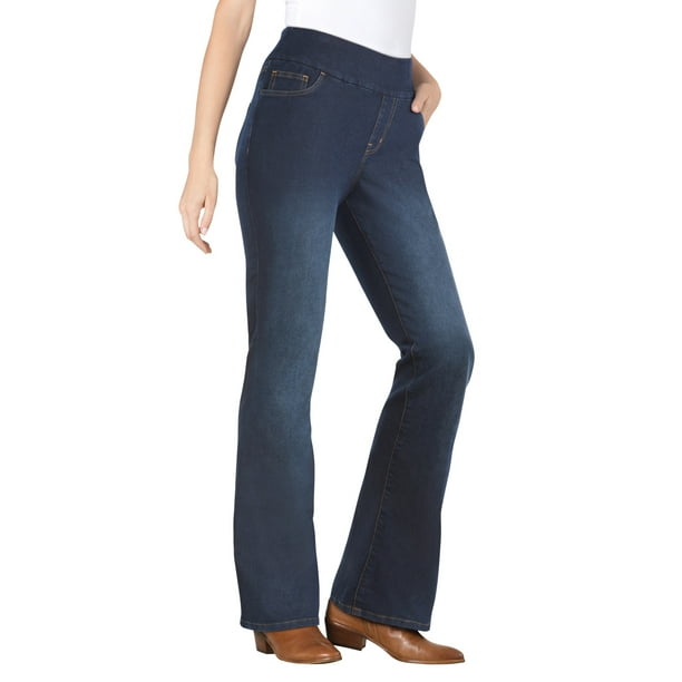 Woman Within Womens Plus Size Tall Flex Fit Pull On Bootcut Jean Jean