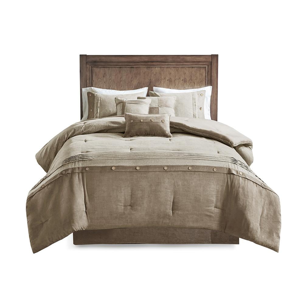 Madison Park Boone 7 Piece Faux Suede Comforter Set King - Walmart.com