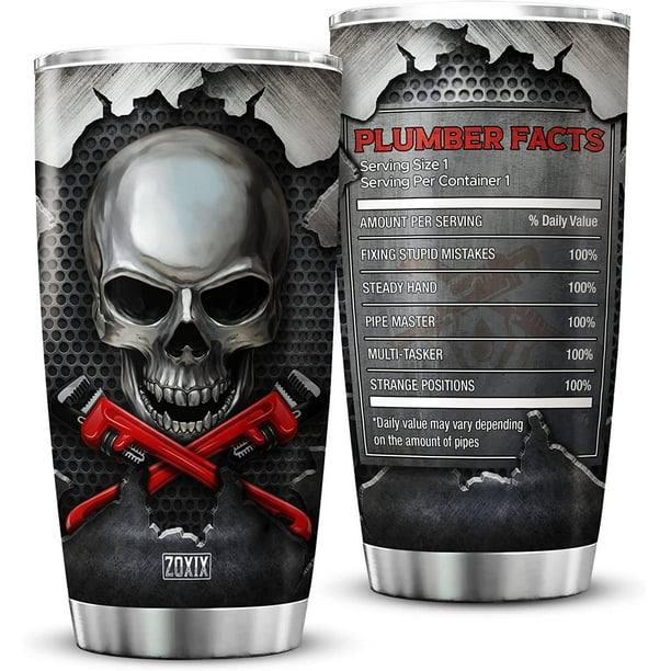 Plumber Facts Stainless Steel Coffee Tumbler For Plumbers Metal Style ...