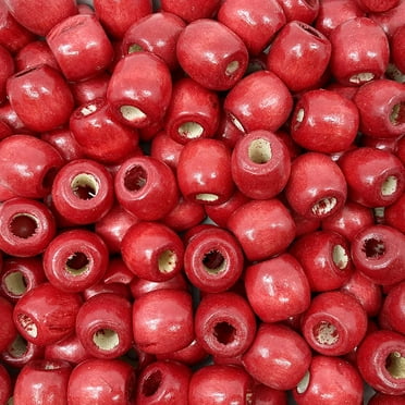 500 Dark Red Round Wood Beads Bulk 10mm x 9mm with 3.1mm Hole - Walmart.com