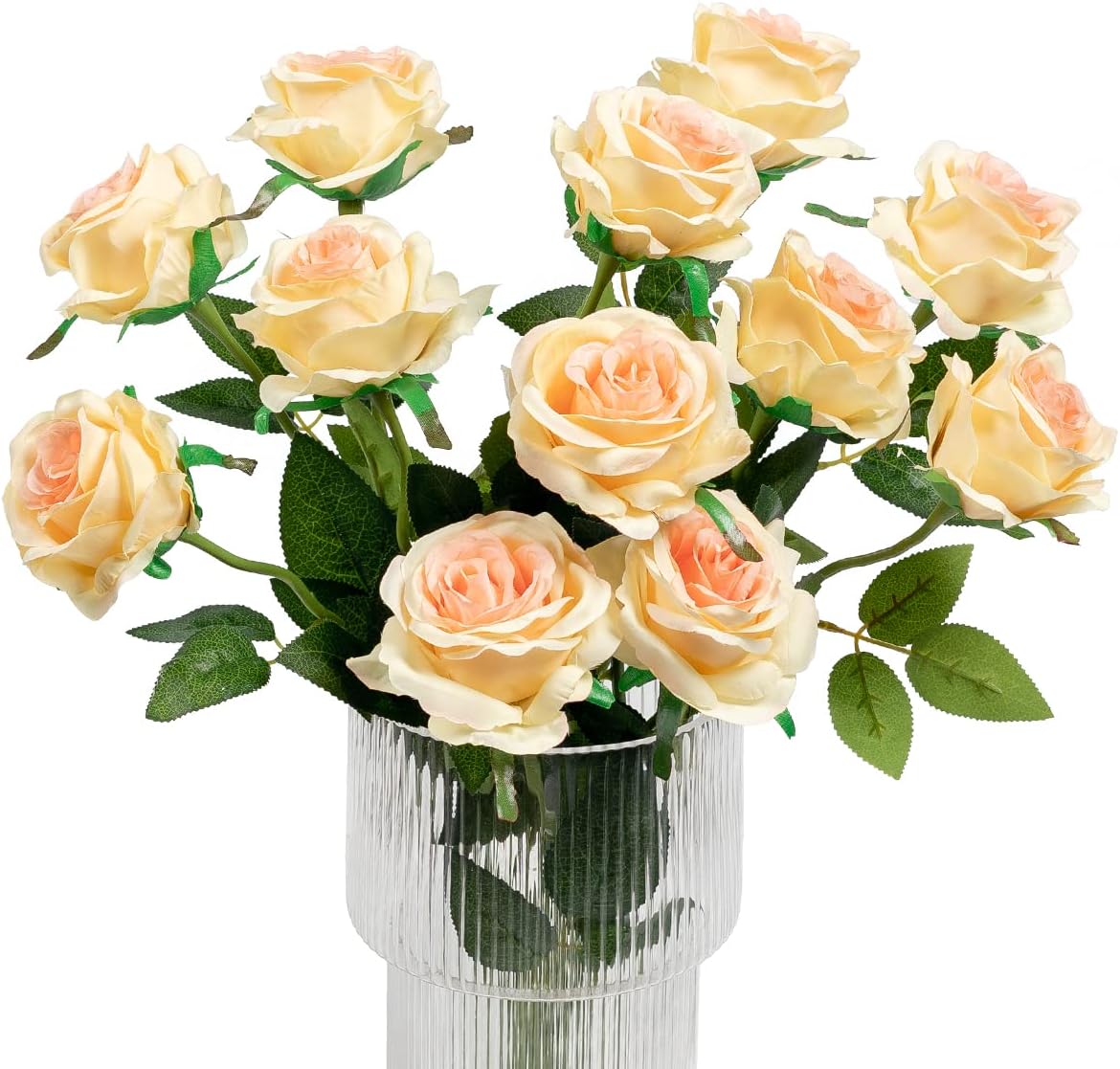 12Pcs Roses Artificial Flowers, Realistic Single Stem Flowers Silk Rose ...