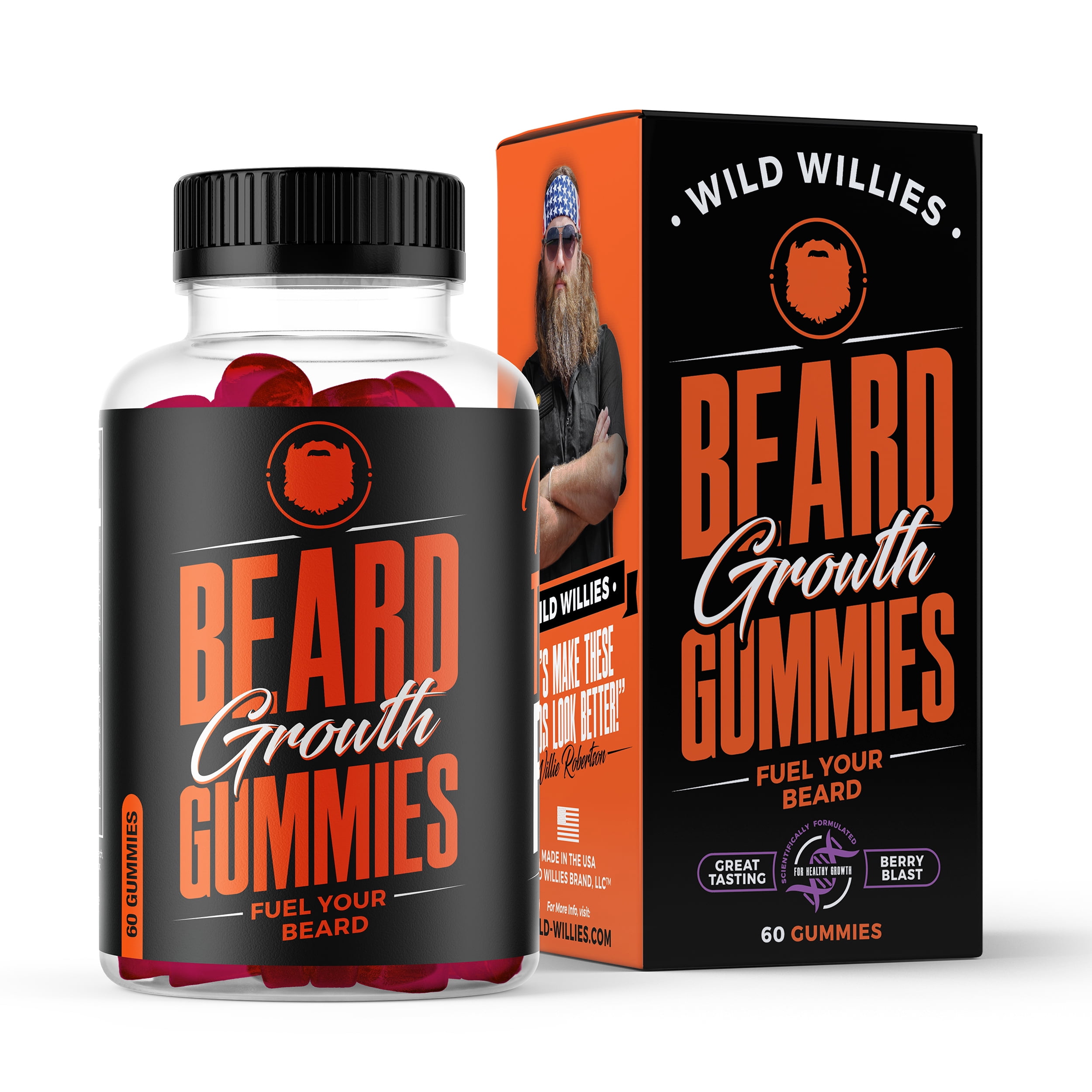 Wild Willies Beard Growth Gummies Berry Blast 60 Ct