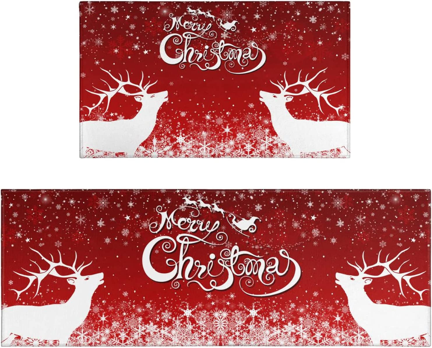Christmas Kitchen Rug Mat Set of 2 Piece Kitchen Mats for Floor ...