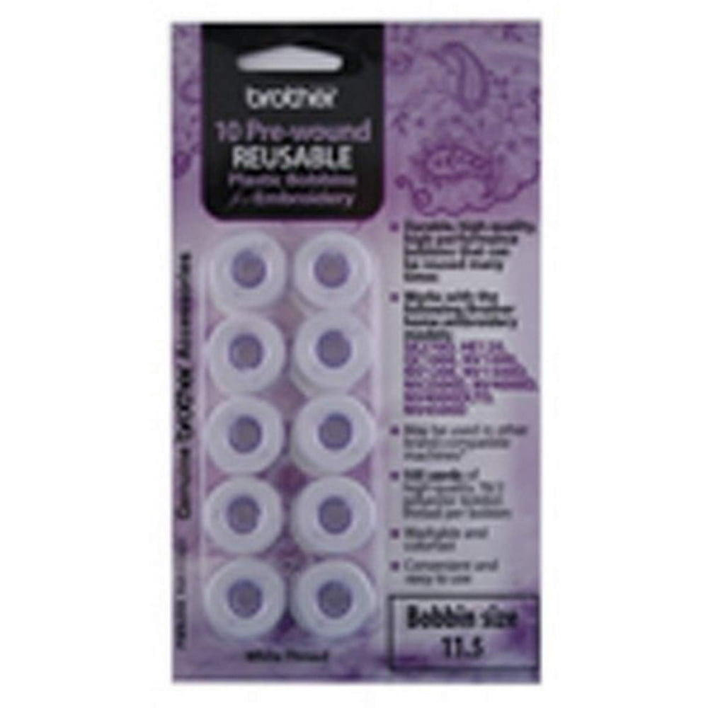 Brother PWB250 Prewound Embroidery Bobbin Thread 10 Piece, White ...