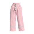 AHTJRT Women's Wide Leg Pants High Elatic Waist Drawstrings Casual ...