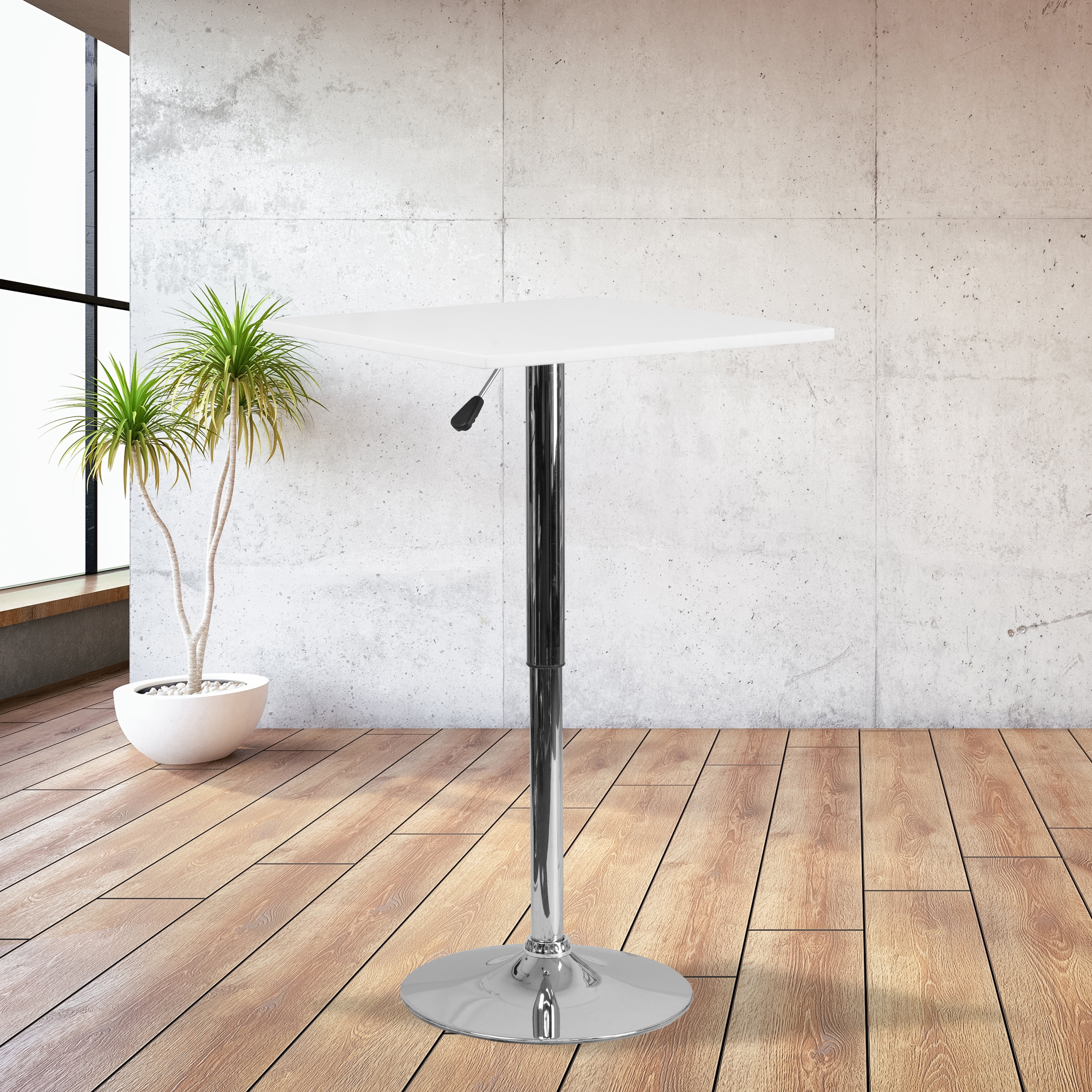 Flash Furniture 23.75'' Square Adjustable Height White Wood Table ...