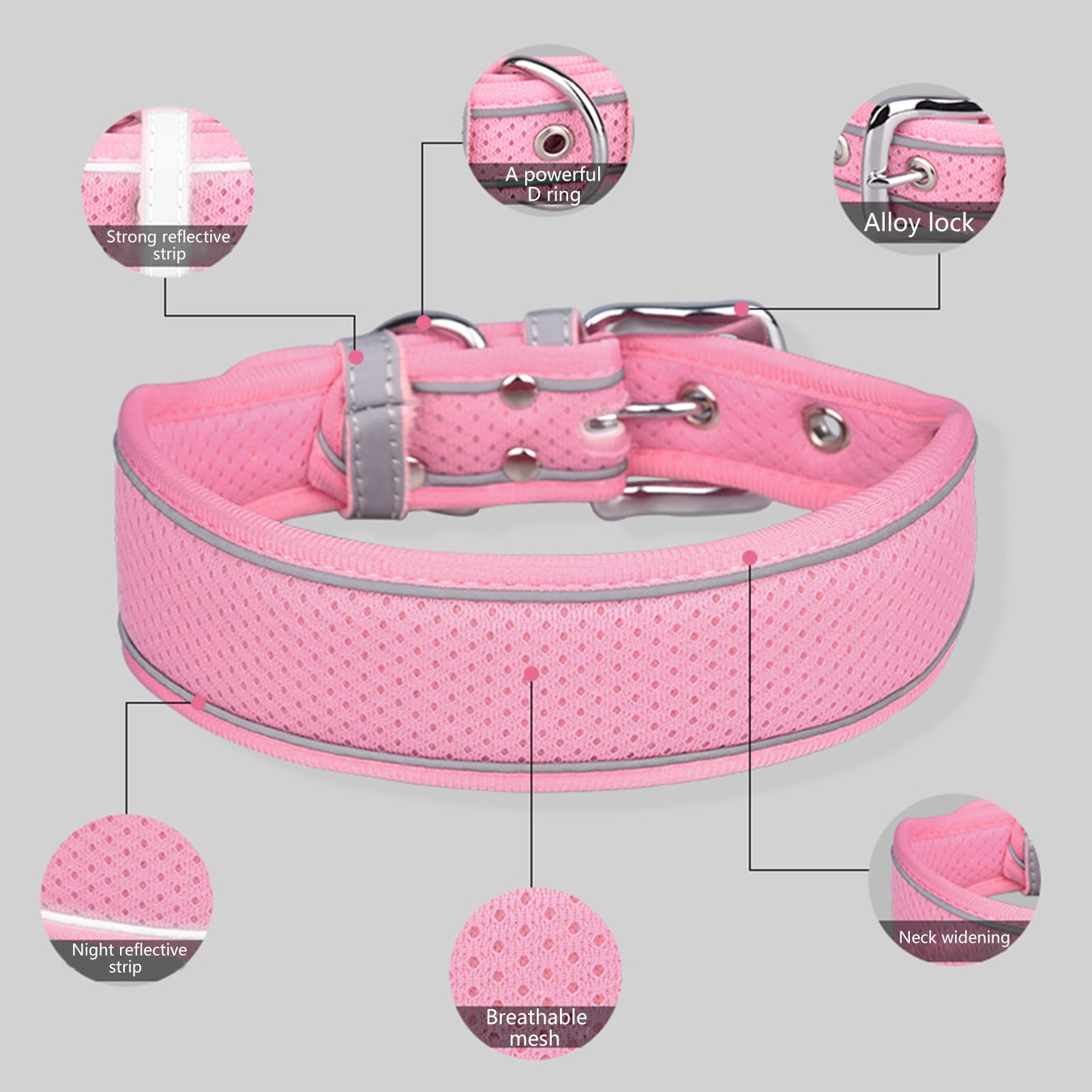 Reflective 7 Colors Dog Collar, Stripe Anti-full Breathable Fashion Dog ...