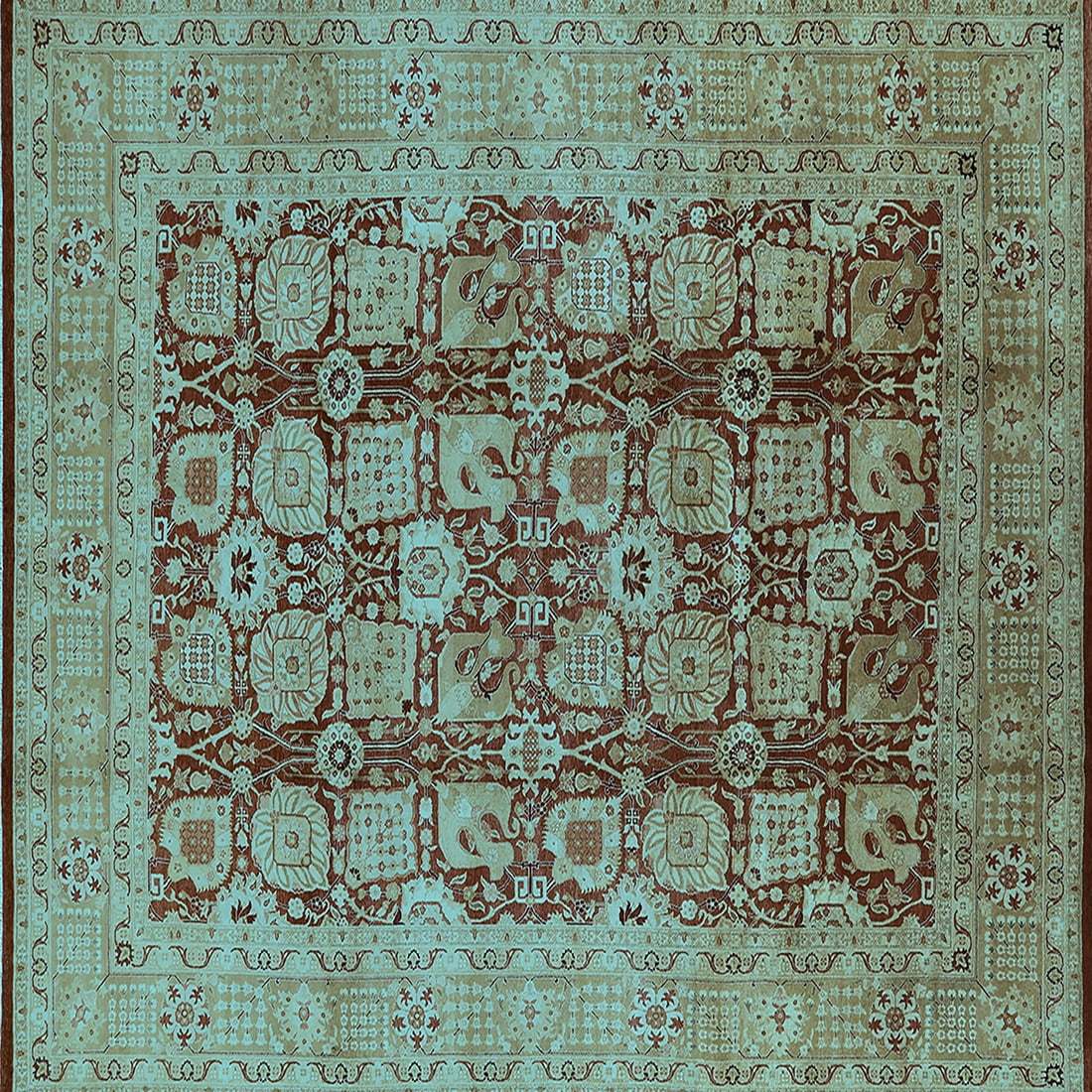 Ahgly Company Indoor Square Oriental Light Blue Industrial Area Rugs, 7 ...