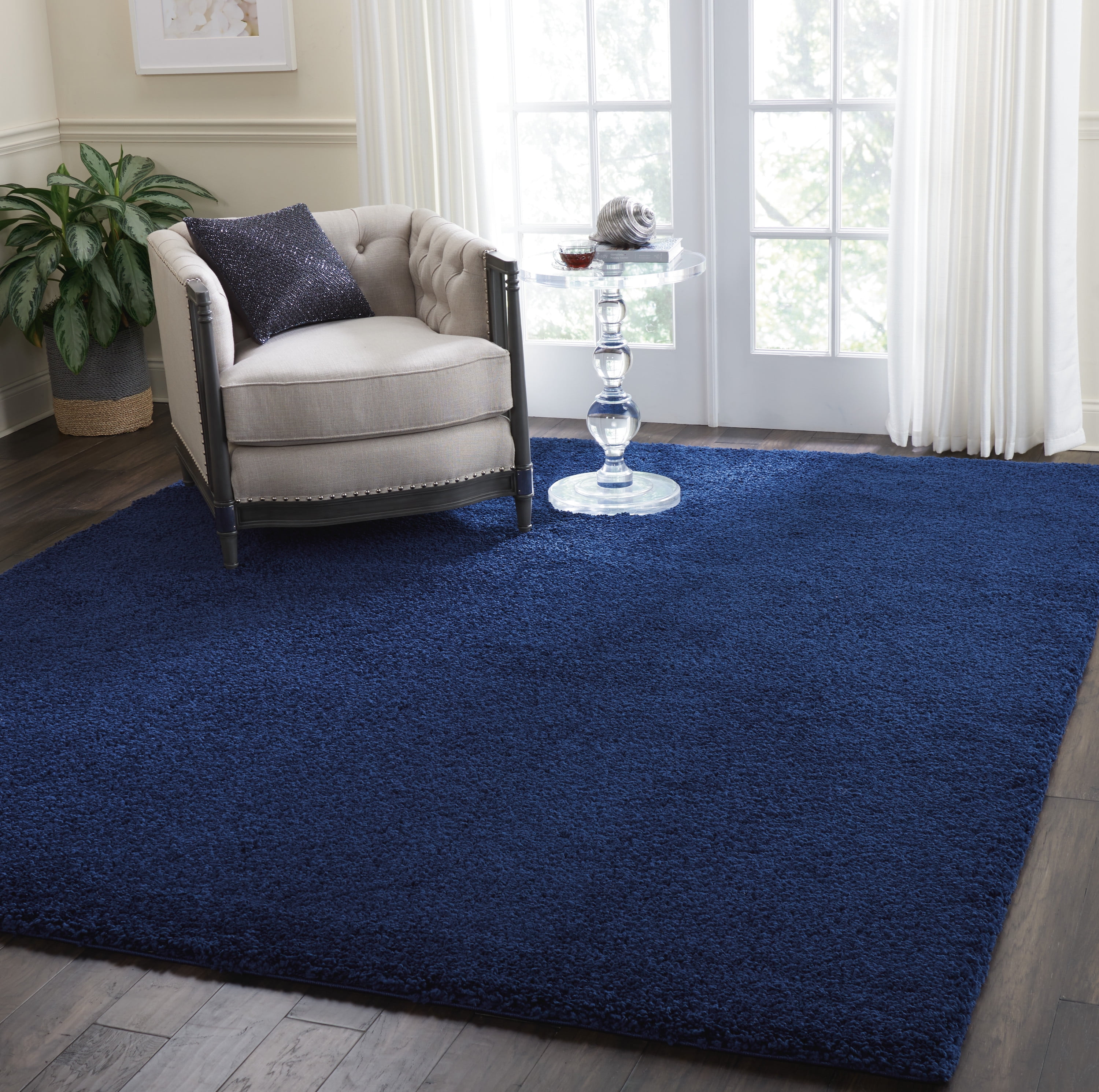 Nourison Malibu Shag Solid Shag Navy 7'10" x 9'10" Area Rug, (8' x 10 ...