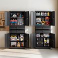 Tall Metal Storage Cabinet Rolling Garage Storage Locker Four Doors Two ...