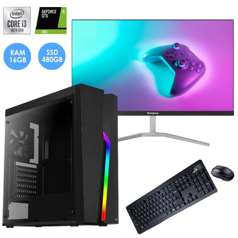 PC Computadora gamer armada i3 10100f Intel SSD 480GB 16GB RAM Nvidia GTX 1650 80+ Monitor 21.5 ...