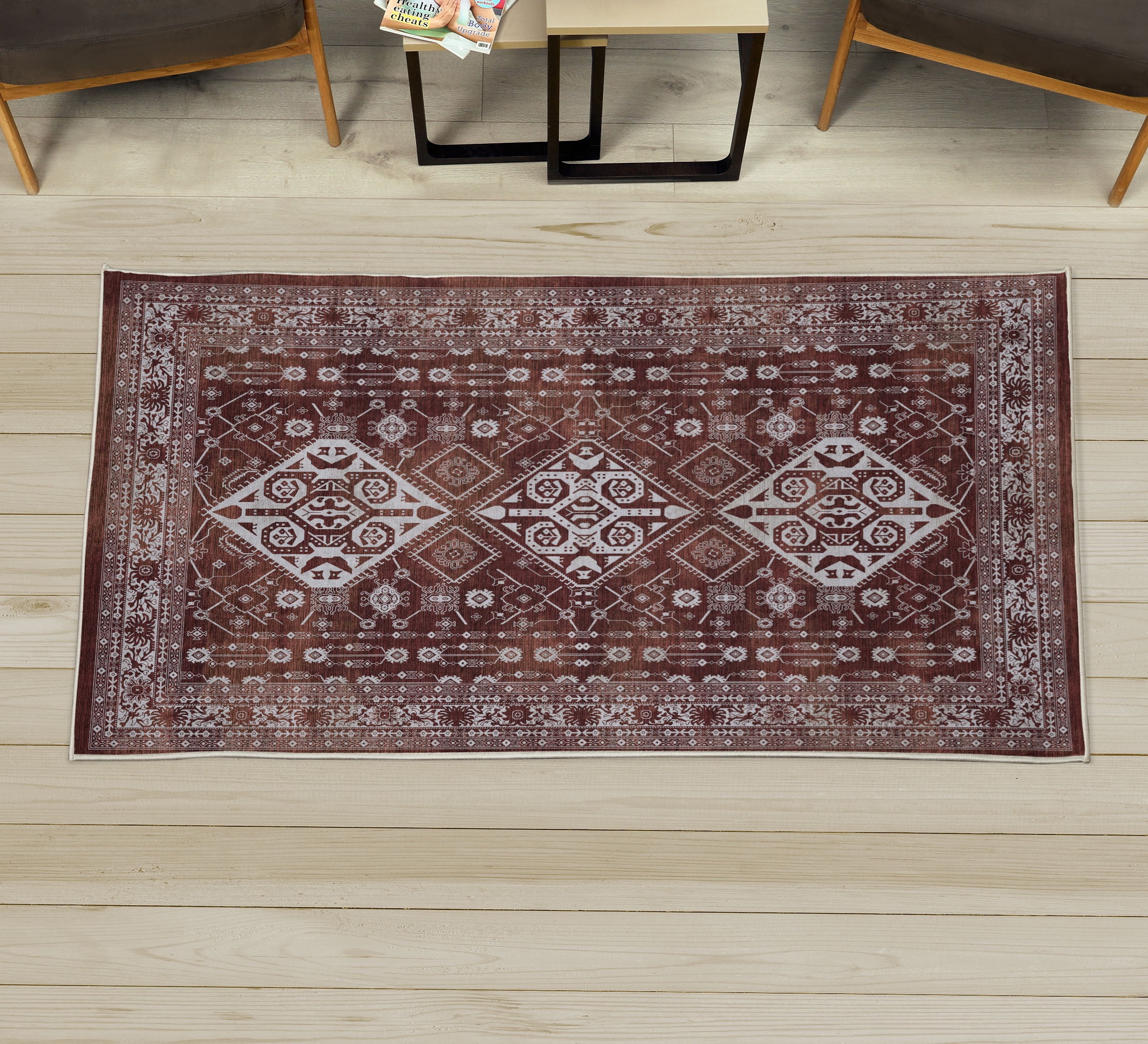 Folk Decorative Rug, Rustic Ethnic Design Aztec and Tribal Inspired ...