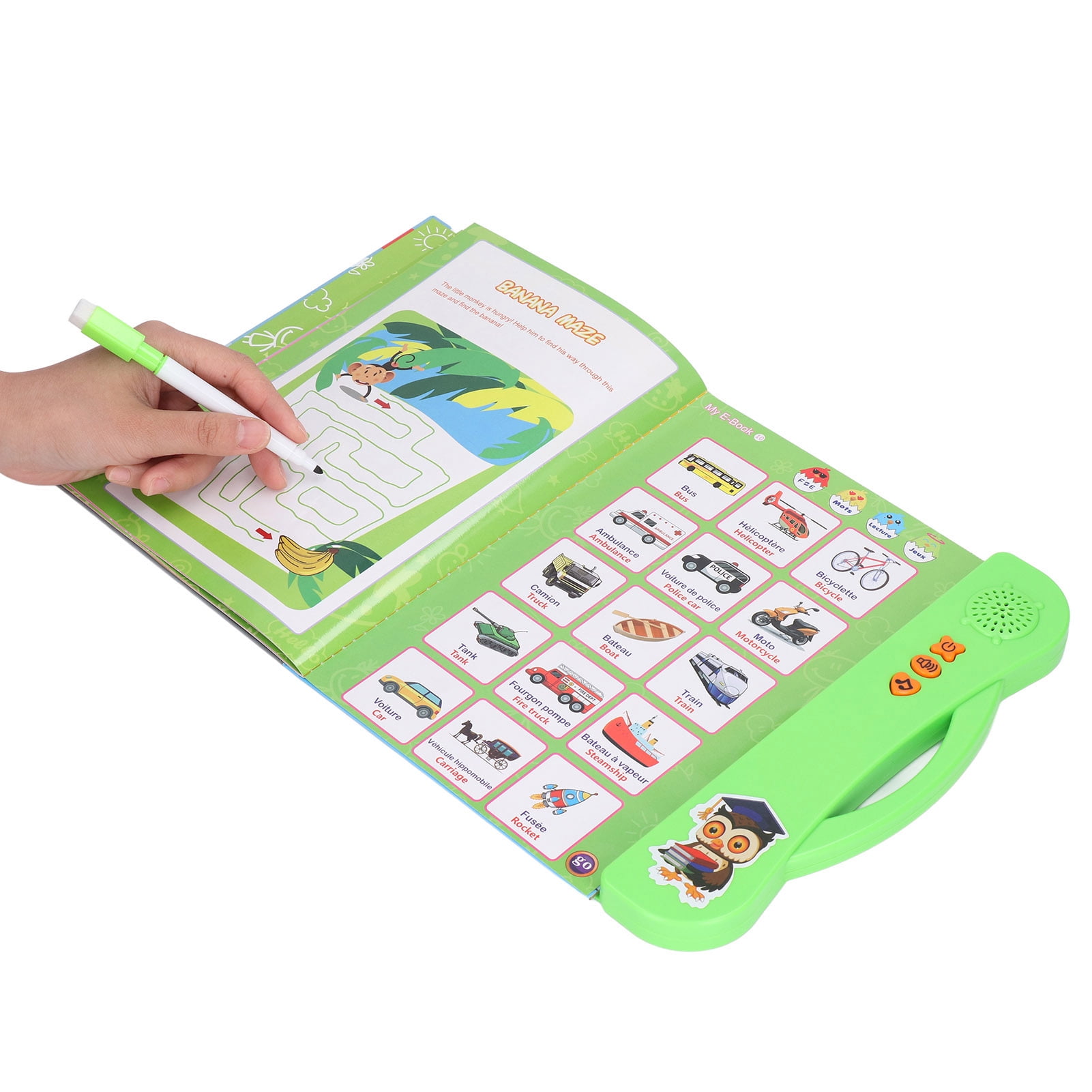 Estink Interactive Sound Book  Bright Color Sound Book Cartoon Pattern Birthday Gift For Home Travel Green