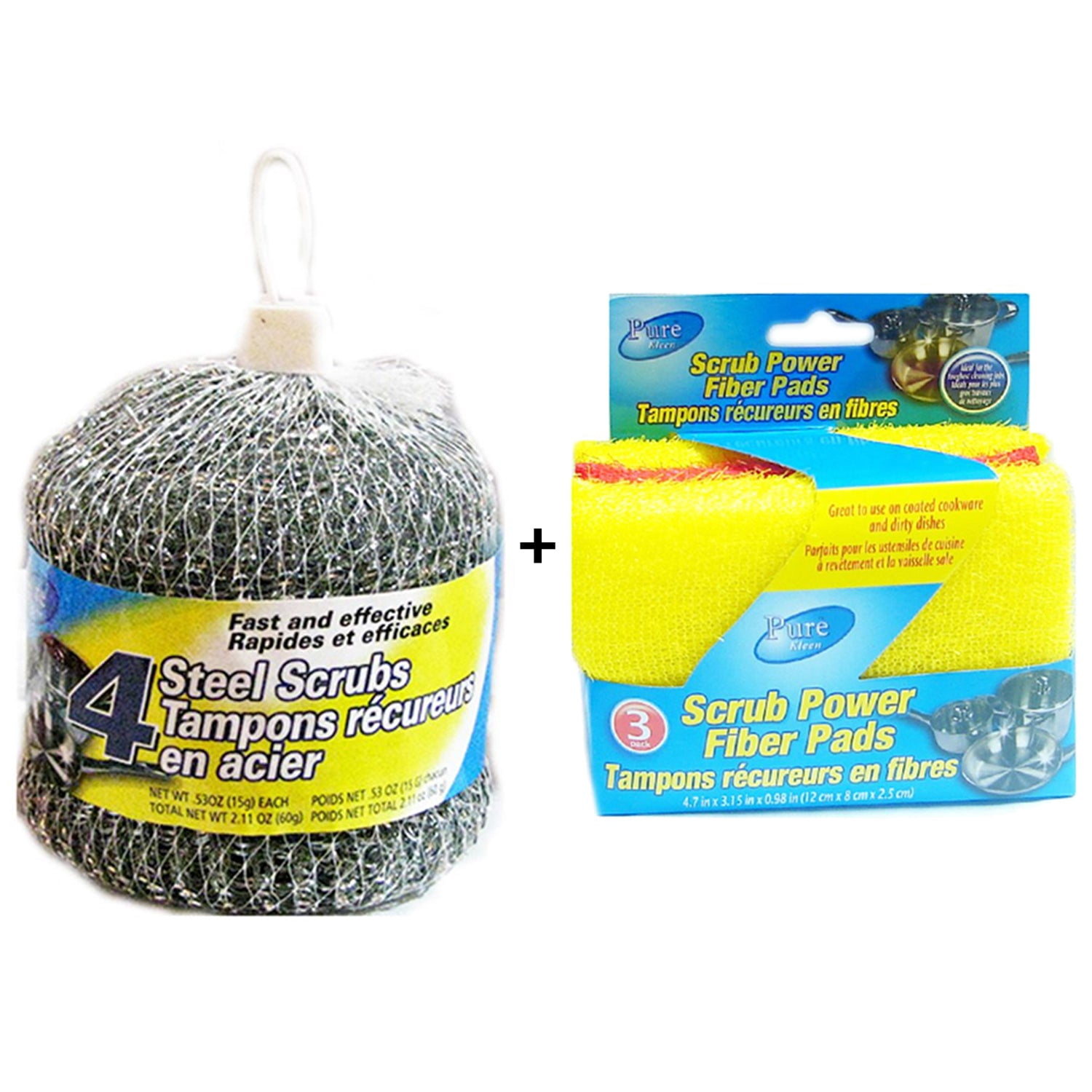 Steel Scrubs by Purest & Scrub Power Fiber Pads by Pure Kleen - Walmart.com