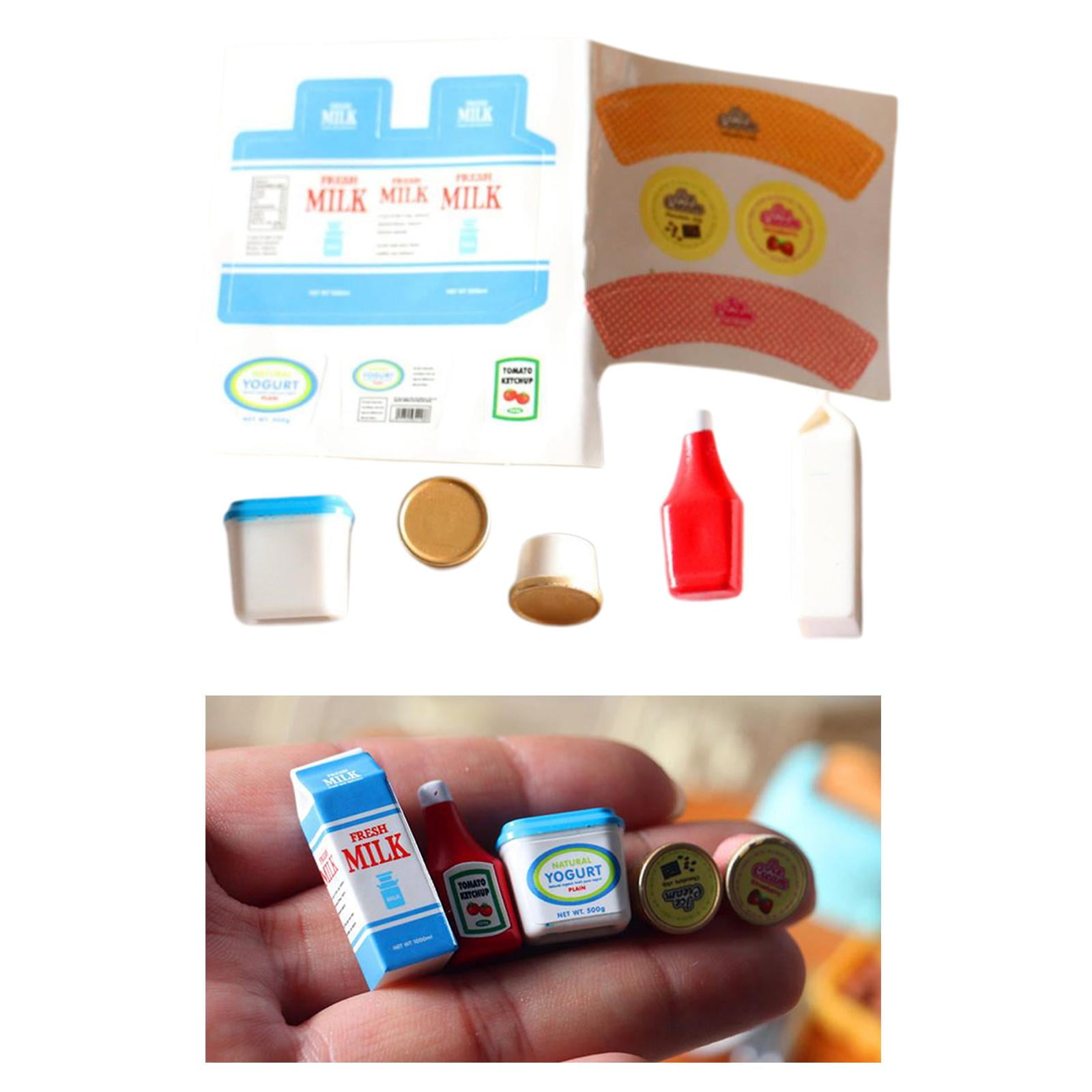 5Pack of Miniature Dollhouse Accessories Milk Tomato Sauce Yogurt Ice ...