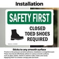 (2 Pack) Closed Toed Shoes Required With Symbol OSHA Safety First Sign ...