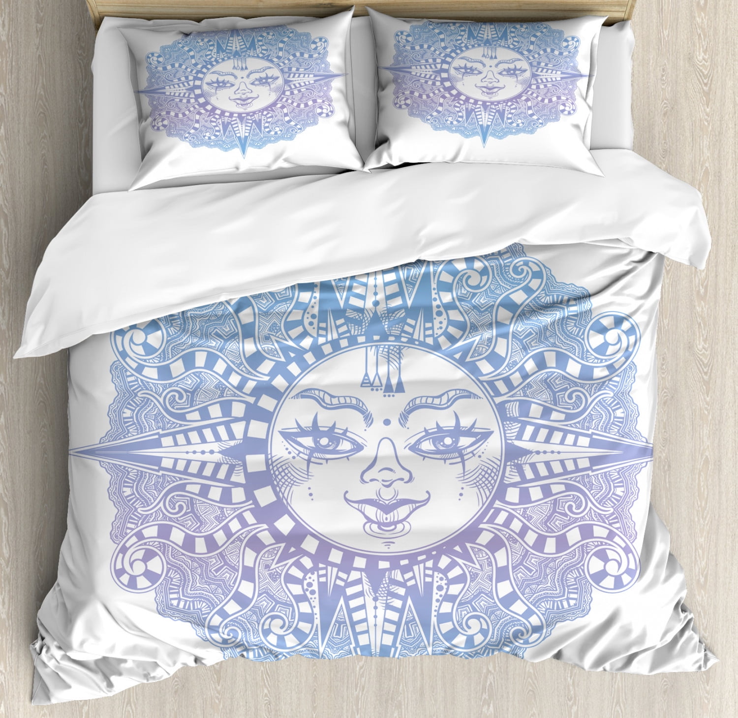 Ethnic Duvet Cover Set King Size, Human Face on an Orient Contemporary ...