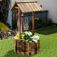 Sunmthink Outdoor Wooden Wishing Well Planter, Garden Yard Pots with ...