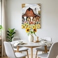 Bowknot Cow Canvas Wall Art for Living Room, Retro Barn Fence Cows ...