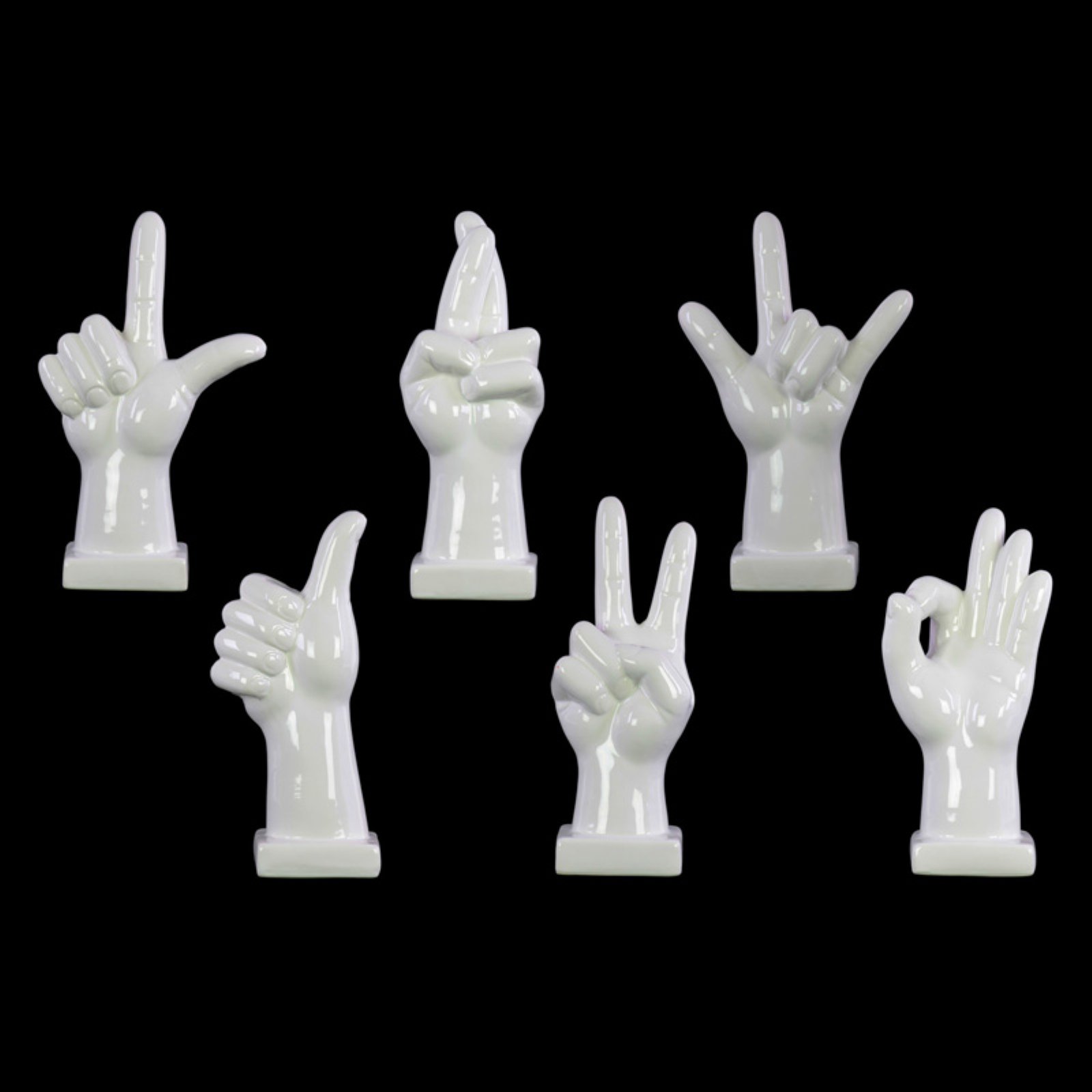 6-Pc Large Hand Signal Sculpture Set in Gloss White - Walmart.com