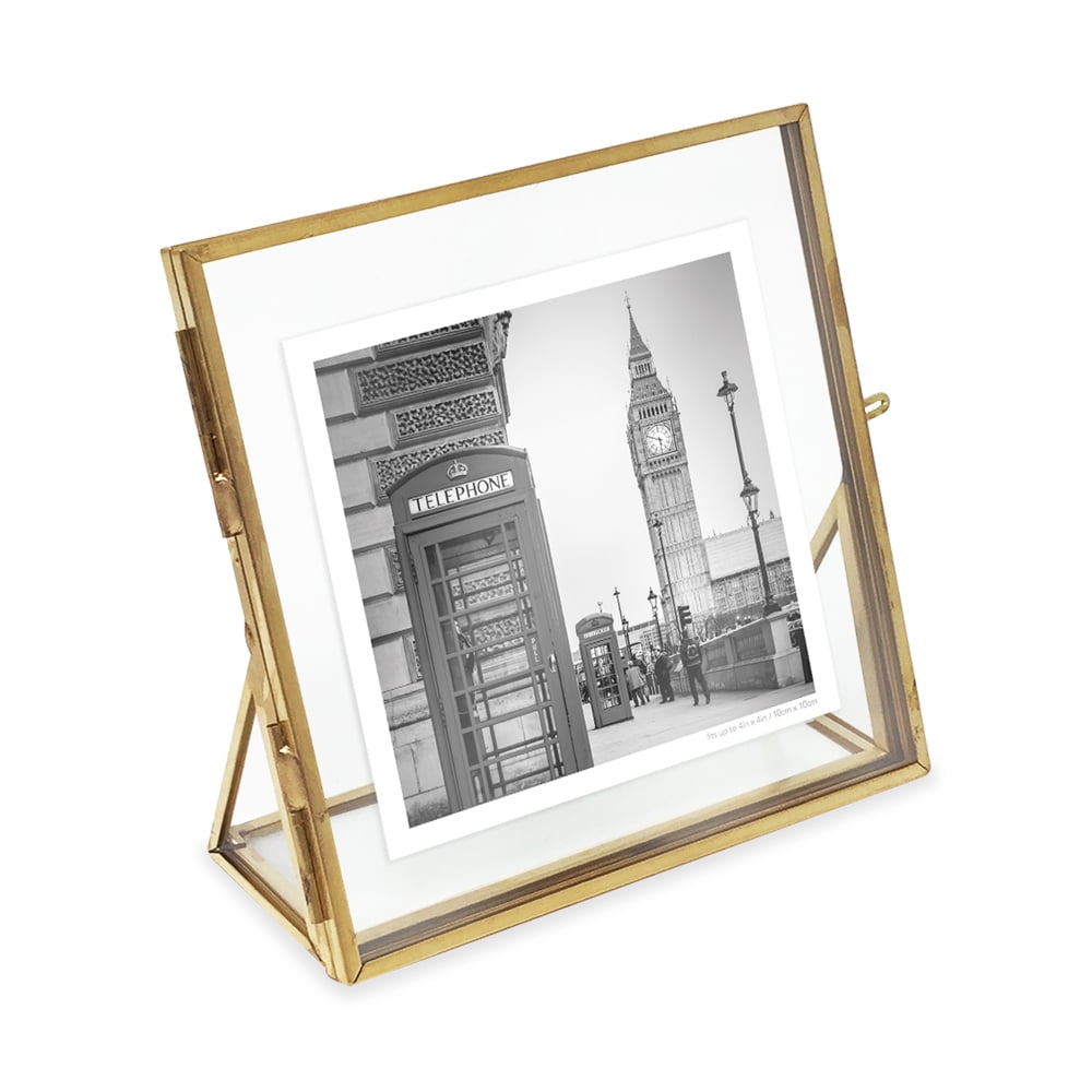 Isaac Jacobs 4x4 Antique Gold Metal Photo Frame for Tabletop Display ...