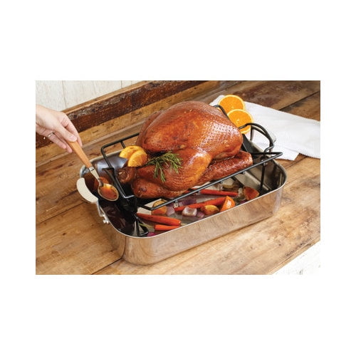 Tramontina Prima Deep 16.5" Roasting Pan with Basting Grill and V-Rack ...