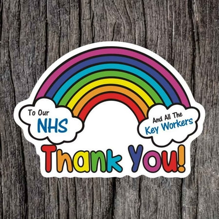 Waterproof Rainbow Sticker Charity Decal Window Wall Thank You NHS Self ...