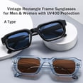 6-Pack Vintage Rectangle Frame Sunglasses for Men & Women with Uv400 ...