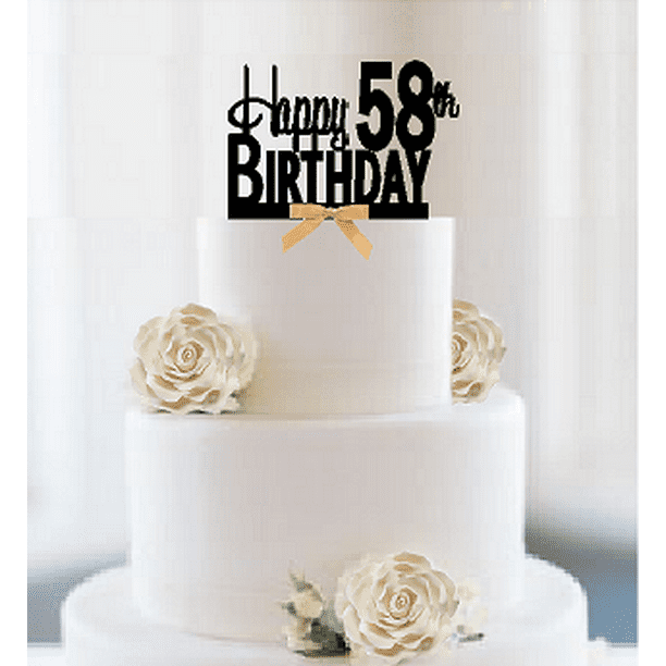 Item#058CTGR - Happy 58th Birthday Elegant Cake Decoration Topper with ...