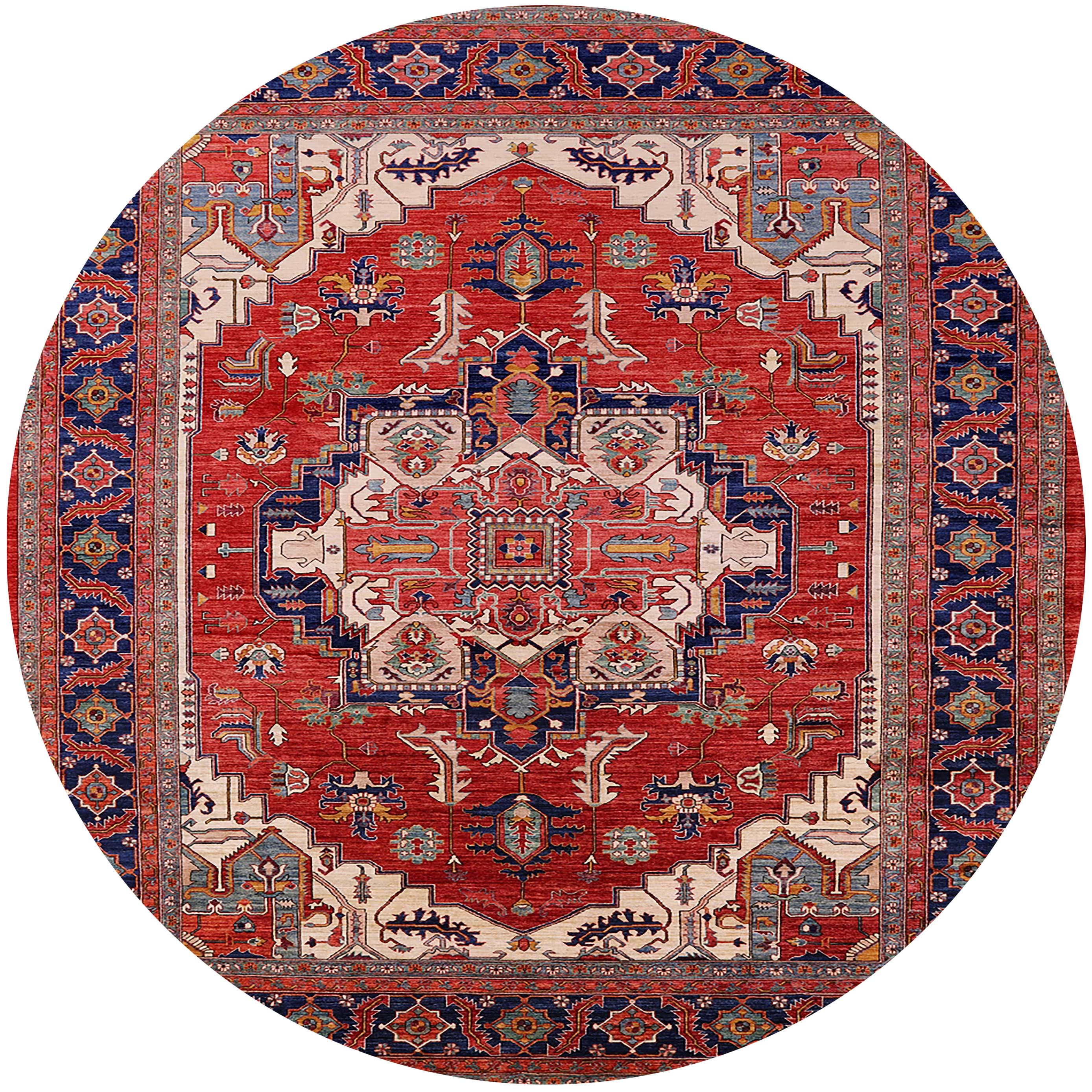Ahgly Company Indoor Round Mid-Century Modern Red Persian Area Rugs, 7 ...