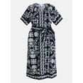 Time and Tru Women’s Border Print Linen Blend Midi Dress, Sizes XS-XXXL ...