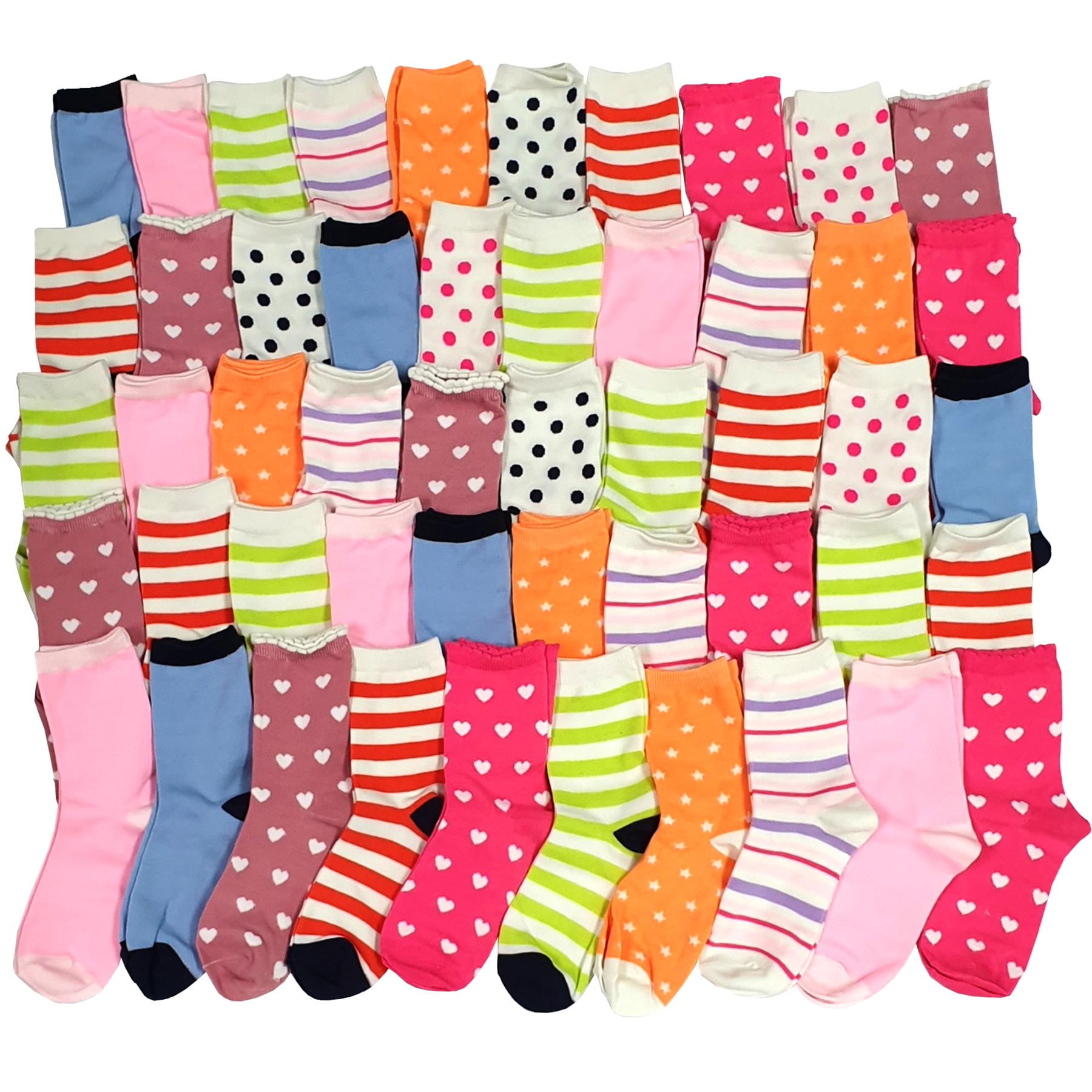 TeeHee Socks 50 Pairs Various Sample Socks Value Pair (Little Girls 6-8 Years) - Walmart.com