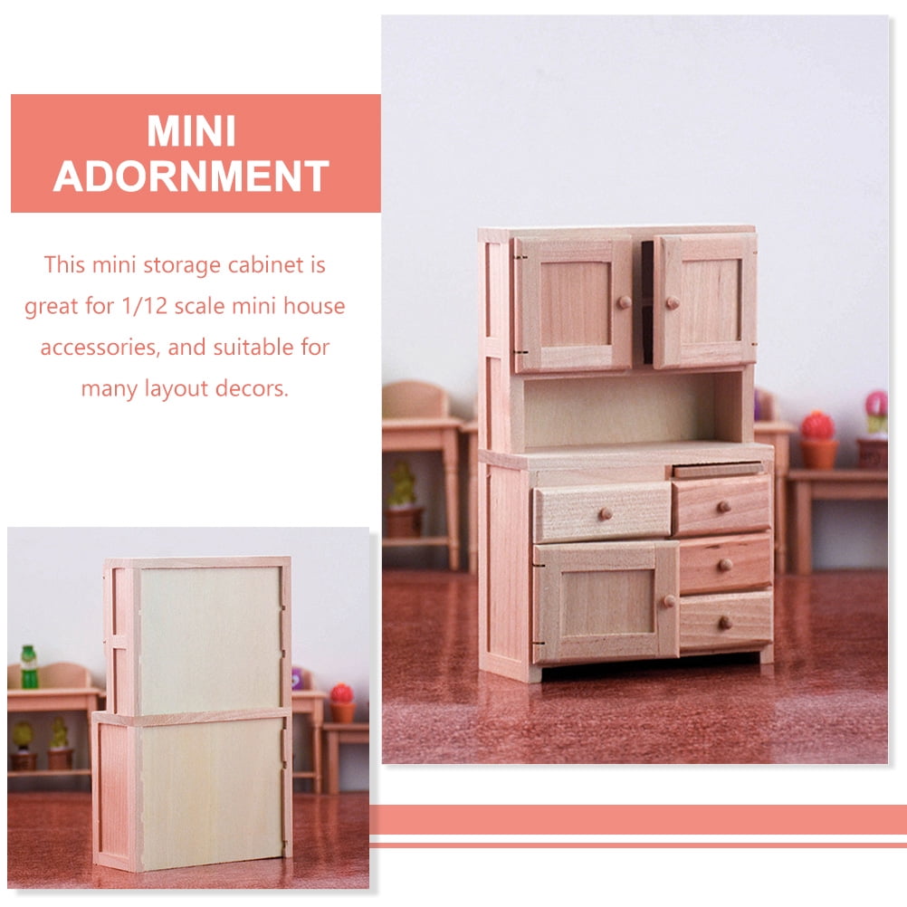 Frcolor Mini House Cabinet Model Miniature Wooden Cabinet Doll House ...