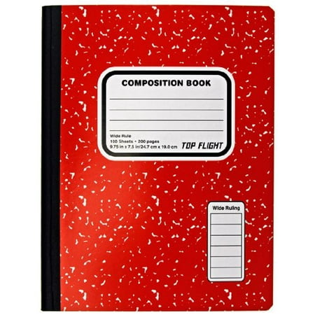 Top Flight Colored Marble Composition Book, 100 Sheets, Wide Rule, 9.75 ...