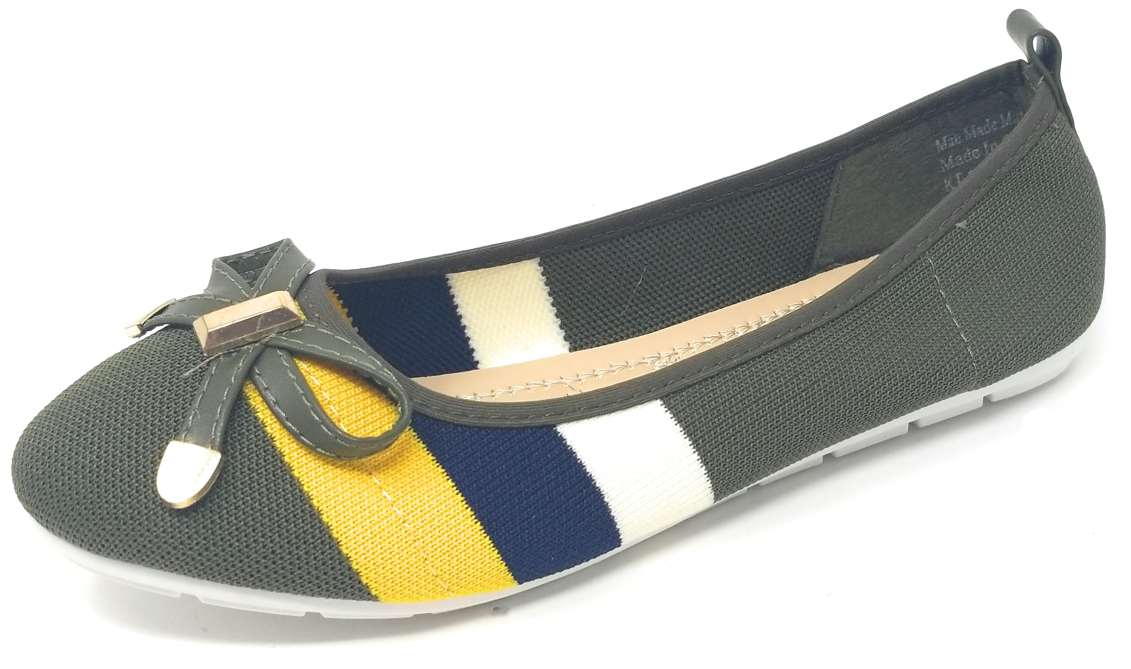 Women Ballet Flats, Knit Loafer w/ Stripe Pattern, Classic Ballerina ...