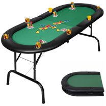 SKYSHALO Portable 8 Player Oval Foldable Poker Table, Casino Blackjack ...