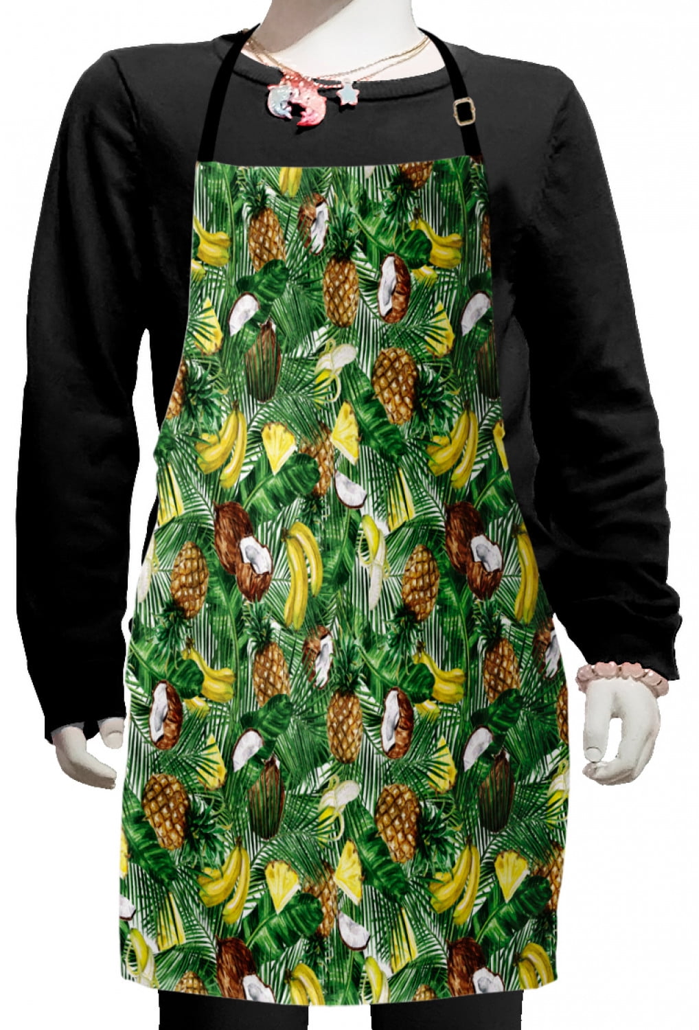 Tropical Kids Apron, Pineapples Banana and Coconut Pattern in Fern ...