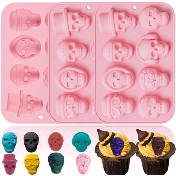 Halloween Silicone Mold,3Pack Skull Silicone Candy Mold Halloween ...