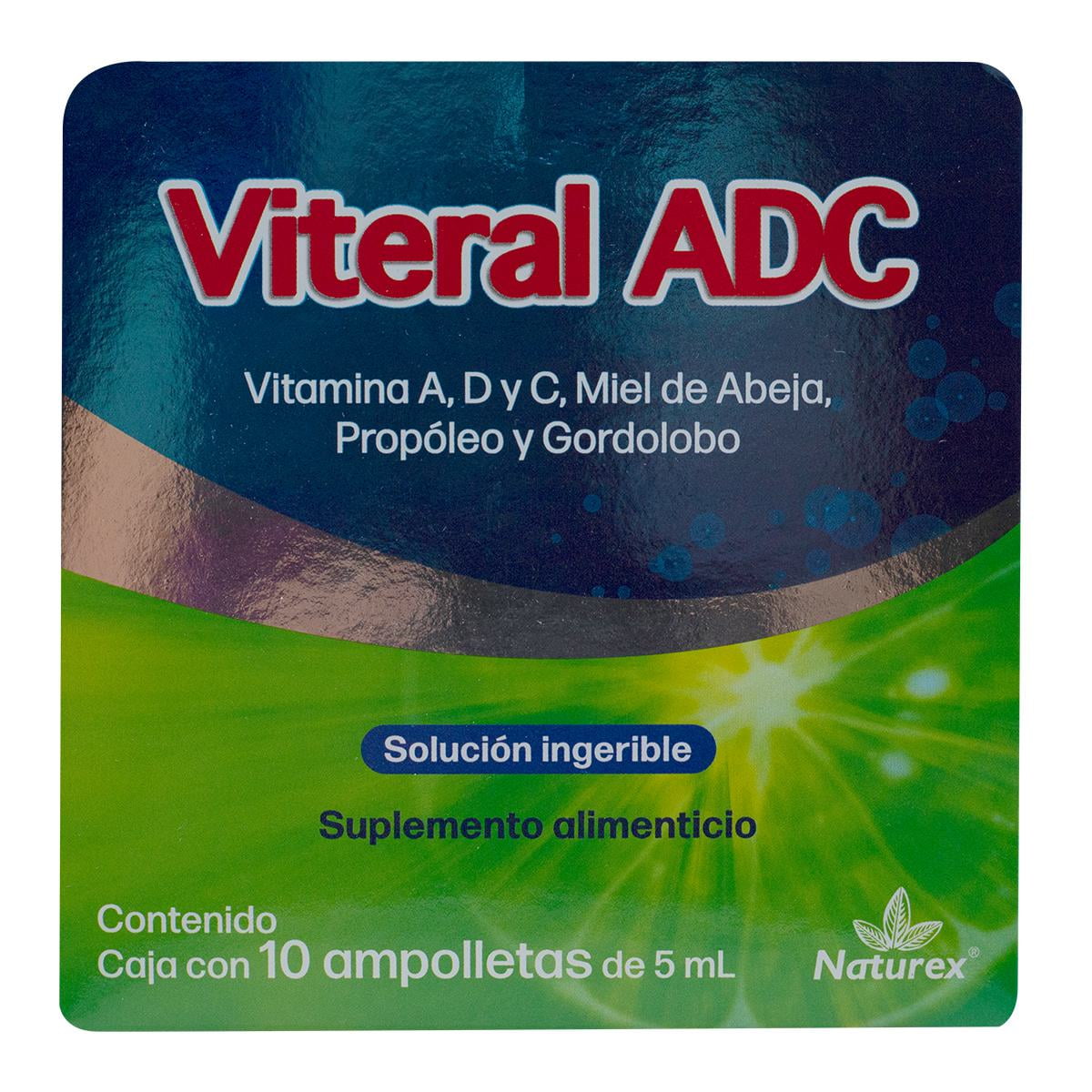 VITERAL ADC, MIEL DE ABEJA, PROPÓLEO Y GORDOLOBO SOL. INGERIBLE C/10 ...