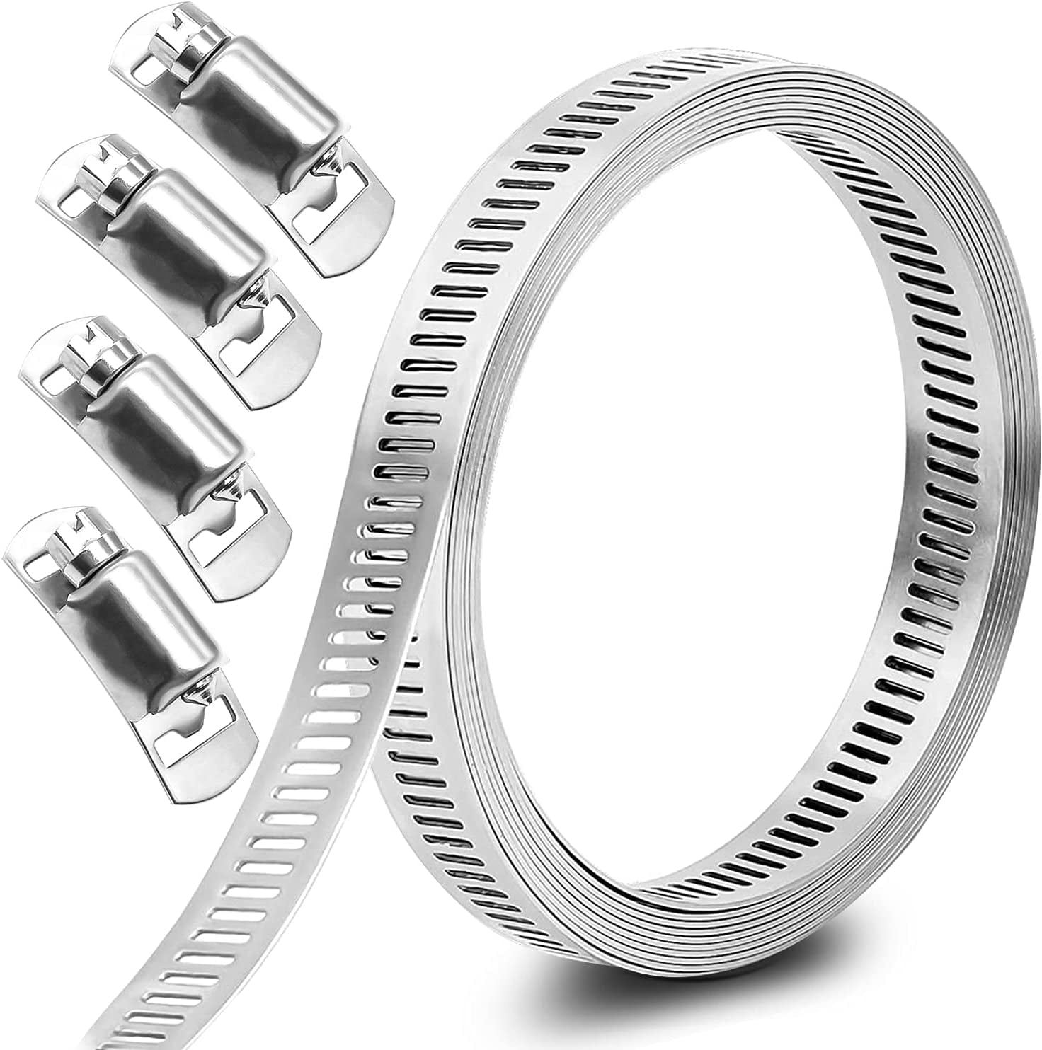 Stainless Steel Adjustable Screw Clamps, Endless Hose Clip Set (5 ...