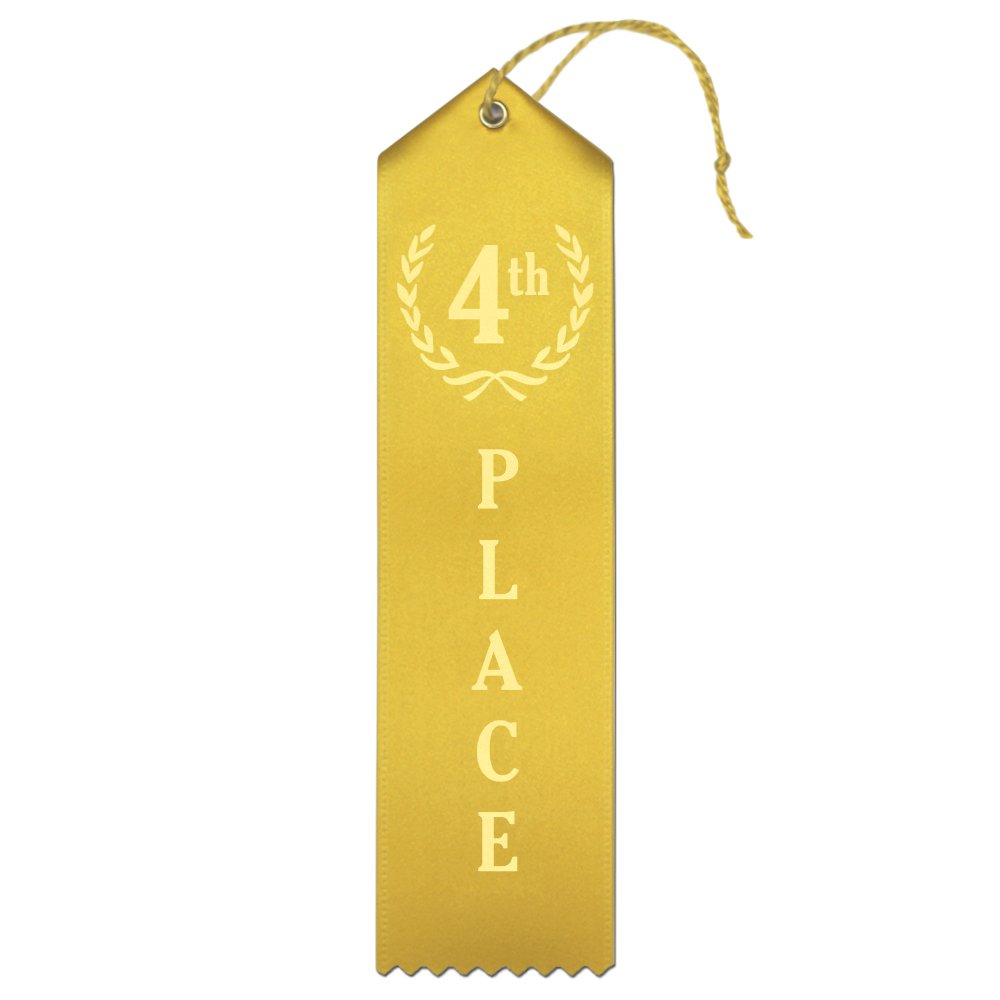 RibbonsNow 4th Place Award Ribbons - 25 Yellow Ribbons with Card ...