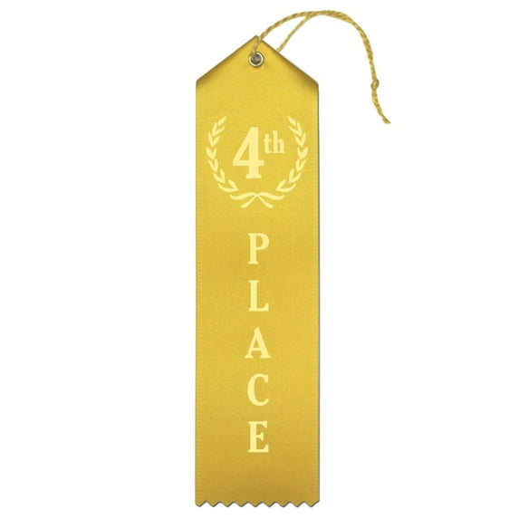 RibbonsNow 4th Place Award Ribbons - 25 Yellow Ribbons with Card ...