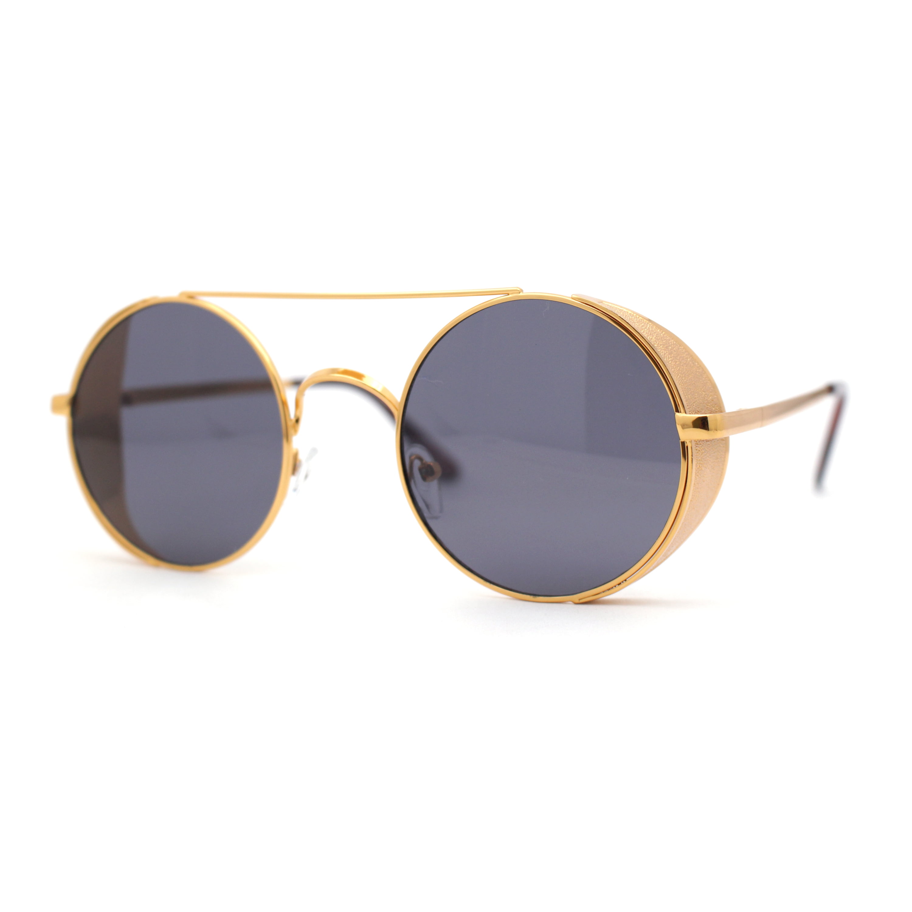 Round Circle Lens Side Windbreaker Retro Double Bridge Cafe Racer ...