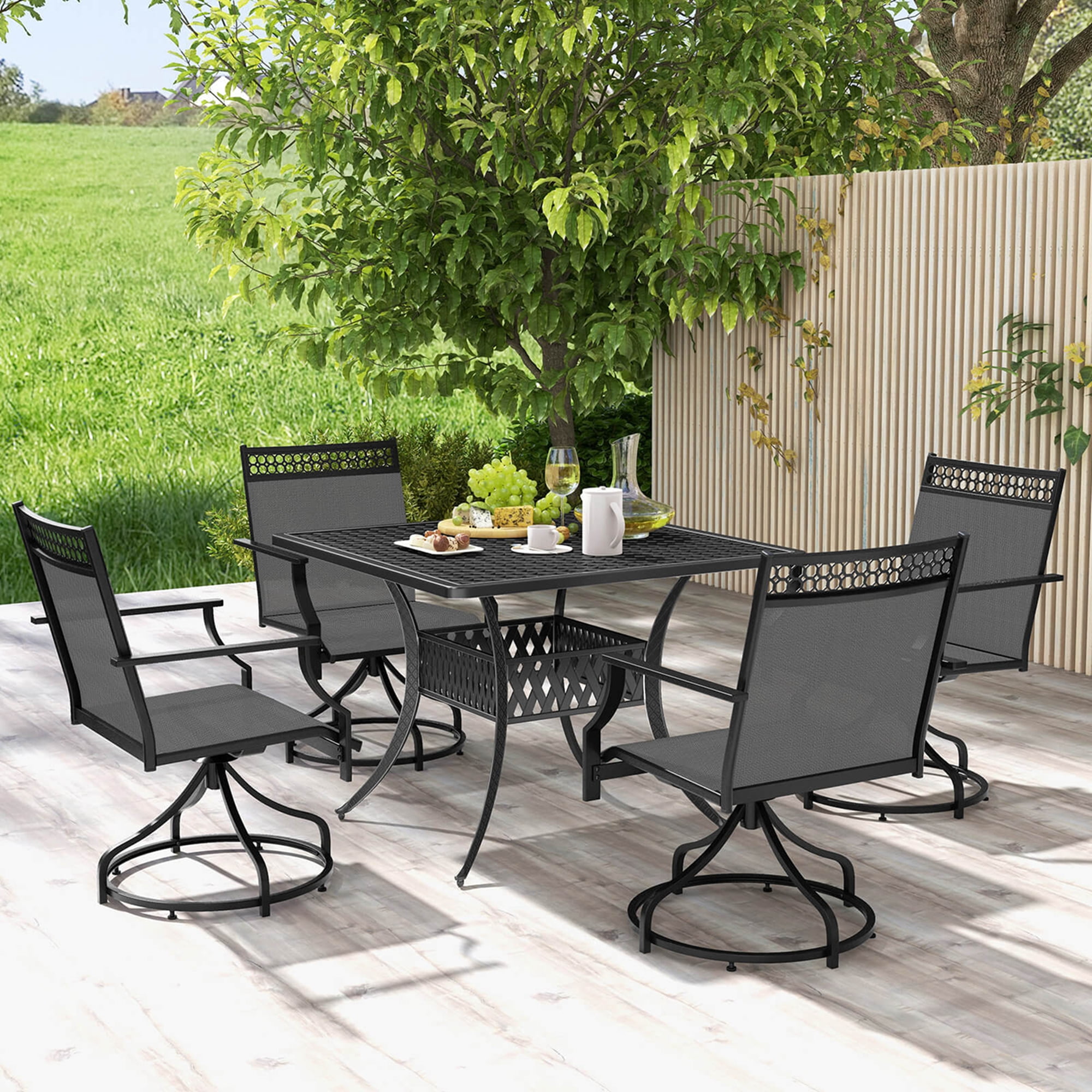 Click here for Costway Patio Swivel Dining Chairs Set Of 4 With Q... prices